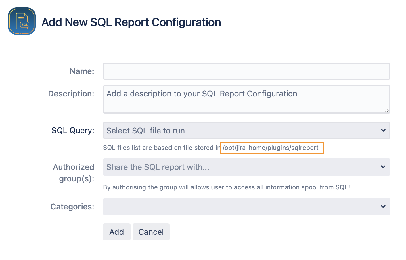 How to upload SQL files into SQL Reporter for Jira How to upload SQL files into SQL Reporter for Jira